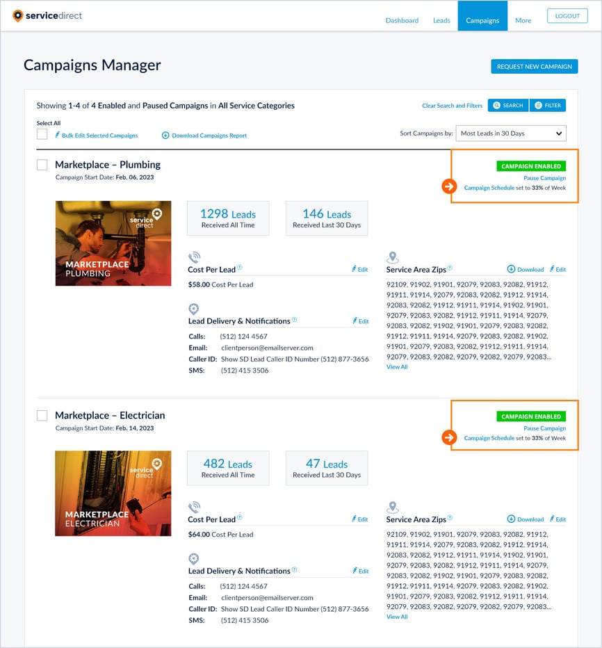 Using the Campaigns Manager